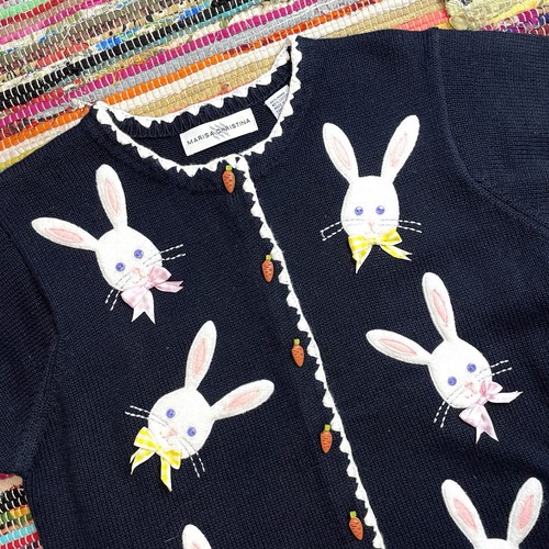 Marisa Christina Easter Bunny Rabbit Navy Blue Short Sleeve Sweater ...