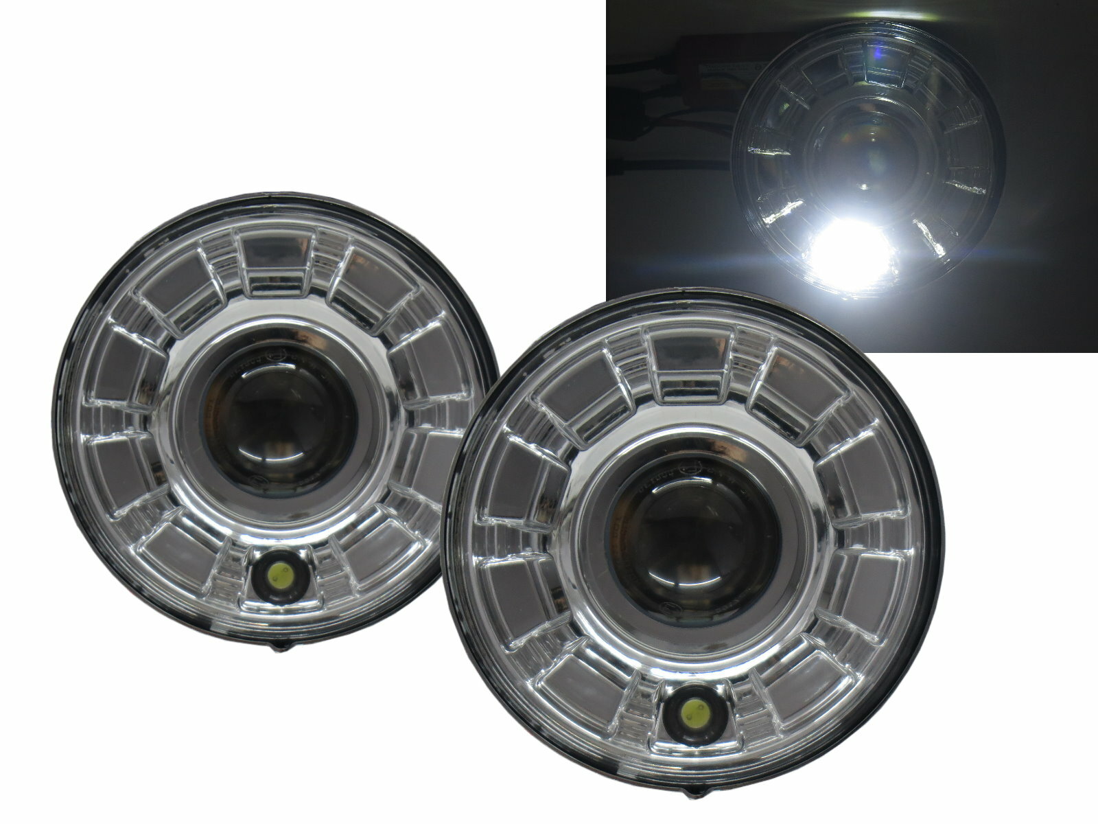 LED 7 inch Round Projector Headlight Chrome V2 for Universal LHD | eBay