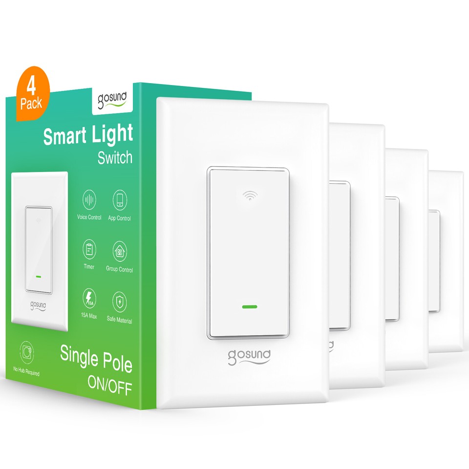 1/2/4PACK Gosund Smart Light Switch ON-OFF Single-Pole 15A WiFi For ...