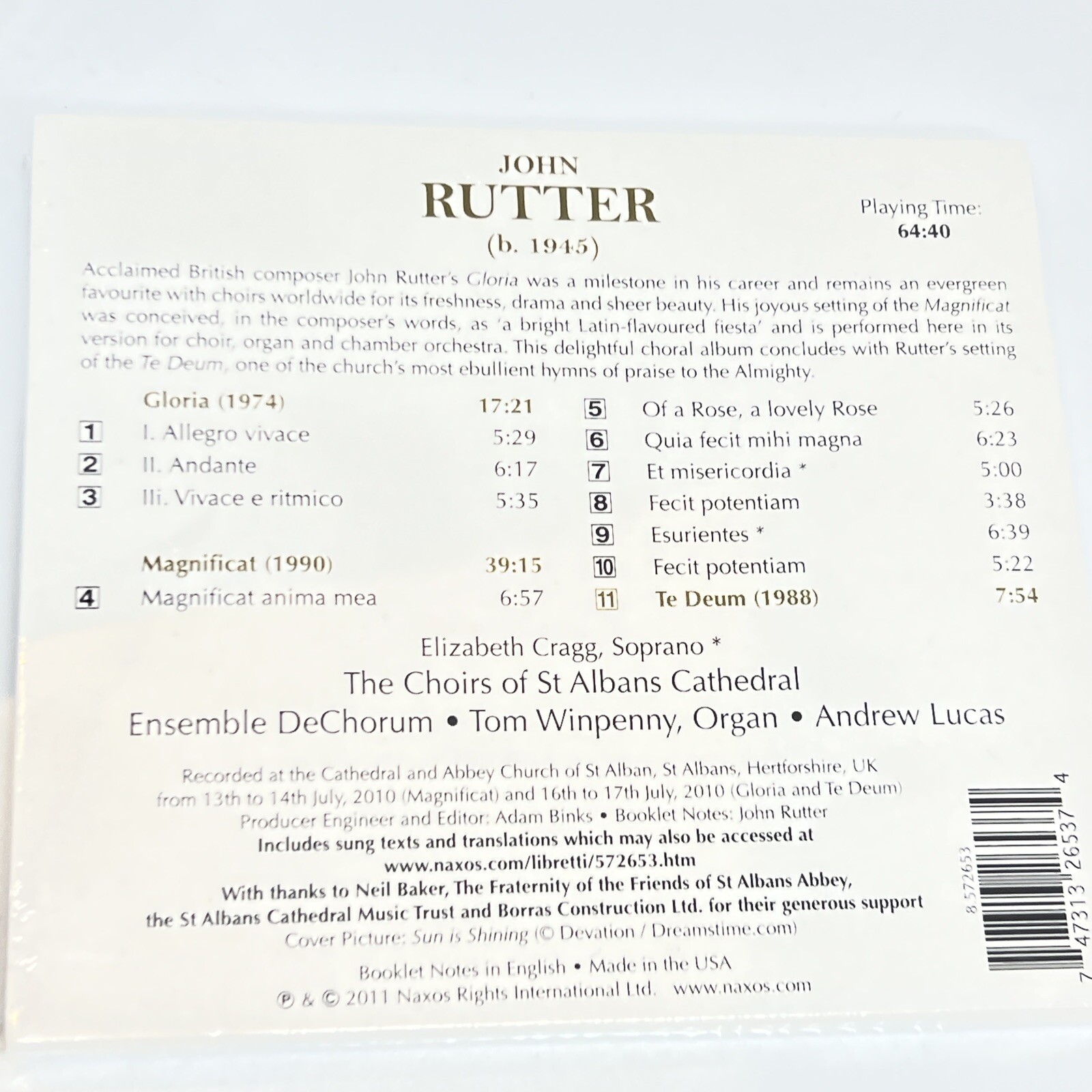 John Rutter - Gloria - Magnificat Te Deum - Tom Winpenny, Andrew Lucas ...