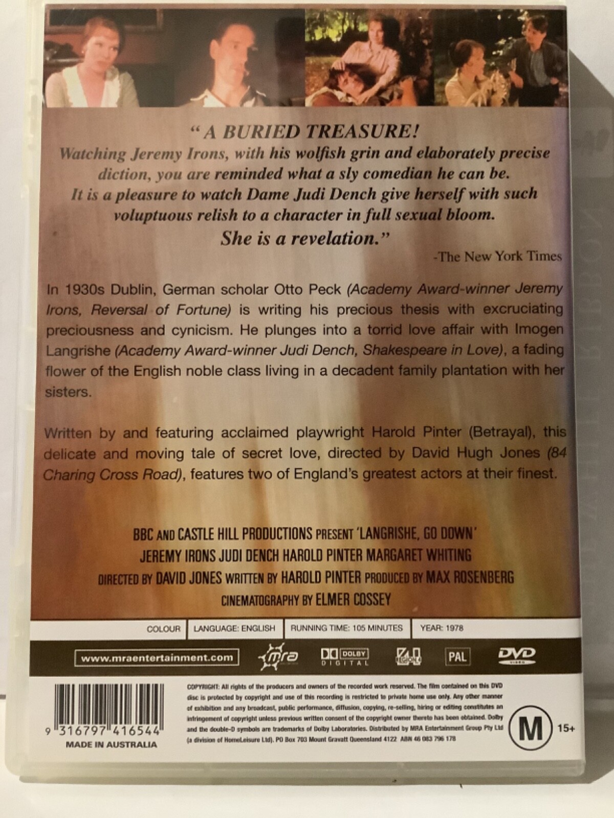 Langrishe Go Down ;1978 - Judi Dench, Jeremy Irons (Region 4 DVD, MRA Aust.) 9316797416544 ...