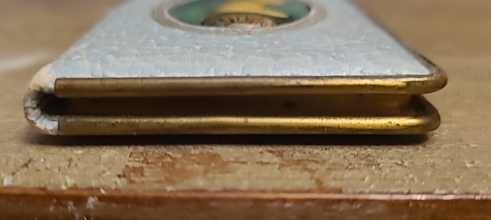 Antique Mondaine Sky Blue Leather Makeup Compact Loose Powder Rouge ...