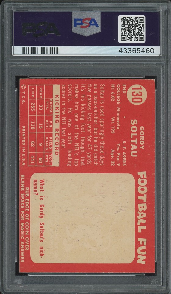 1958 Topps #130 Gordy Soltau PSA 7 (FB02) | eBay