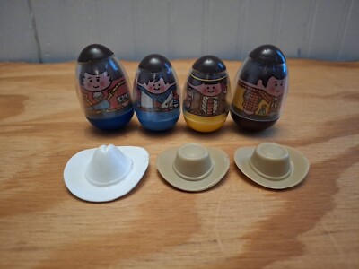 Weeble Wobbles Family Lot of 4 including 3 Hats Dad, Cowboy And Pirate ...