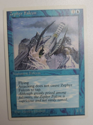 Zephyr Falcon MTG 1995 Vintage Blue Creature Card Magic the Gathering ...