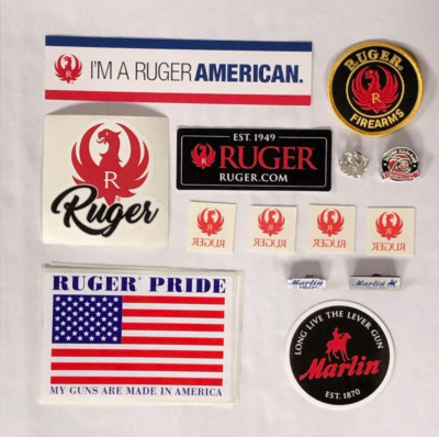 RUGER MARLIN GUN SHOW 5 STICKER DECAL BUMPER 4 LAPEL HAT 70 ANNIV EAGLE ...