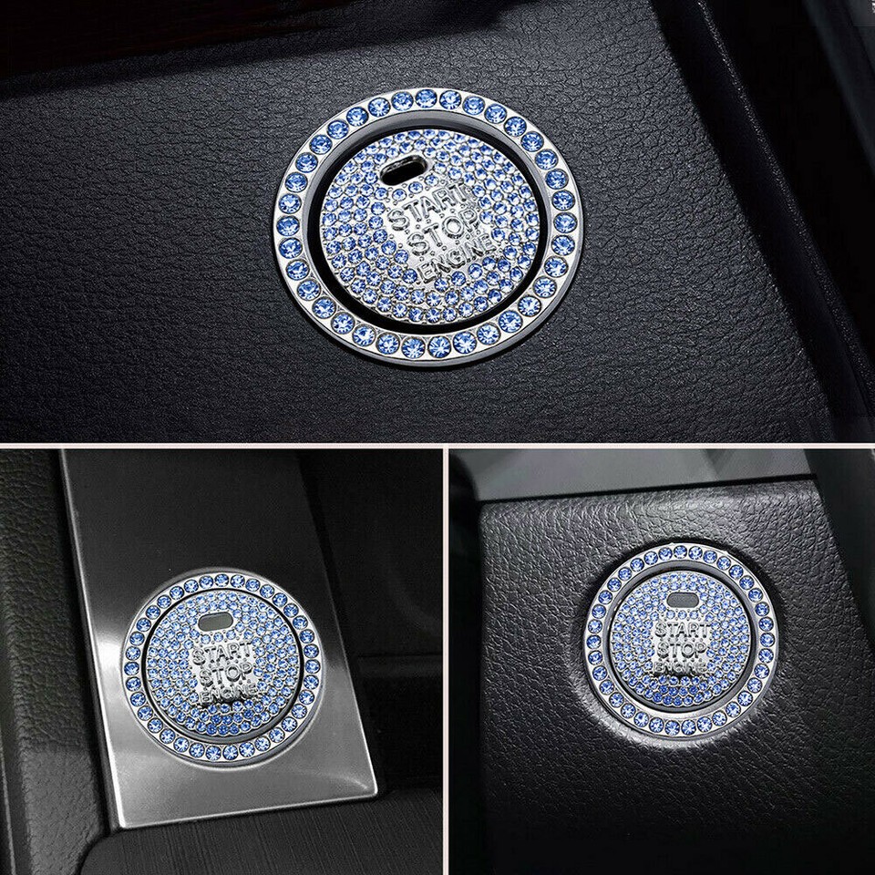 3cm Engine Ignition Start Stop Button Sticker Cover Diamond Ring Car ...