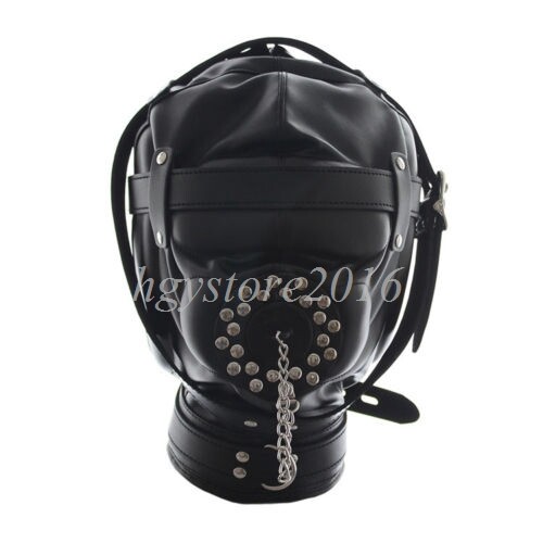 Studded Head Hood Gimp Open Mouth Gags Restraints Funnel Fluid Muzzle ...
