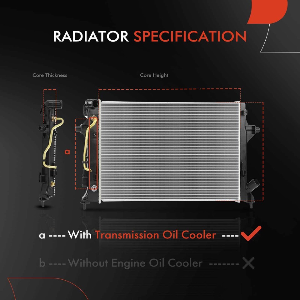 Radiator w/ Transmission Oil Cooler for Kia Soul 2020 2021 Seltos 2021 ...