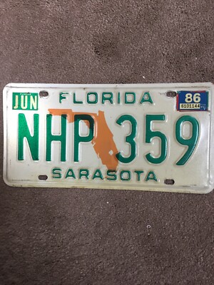 1986 Florida License Plate - NHP 359 - Nice! | eBay