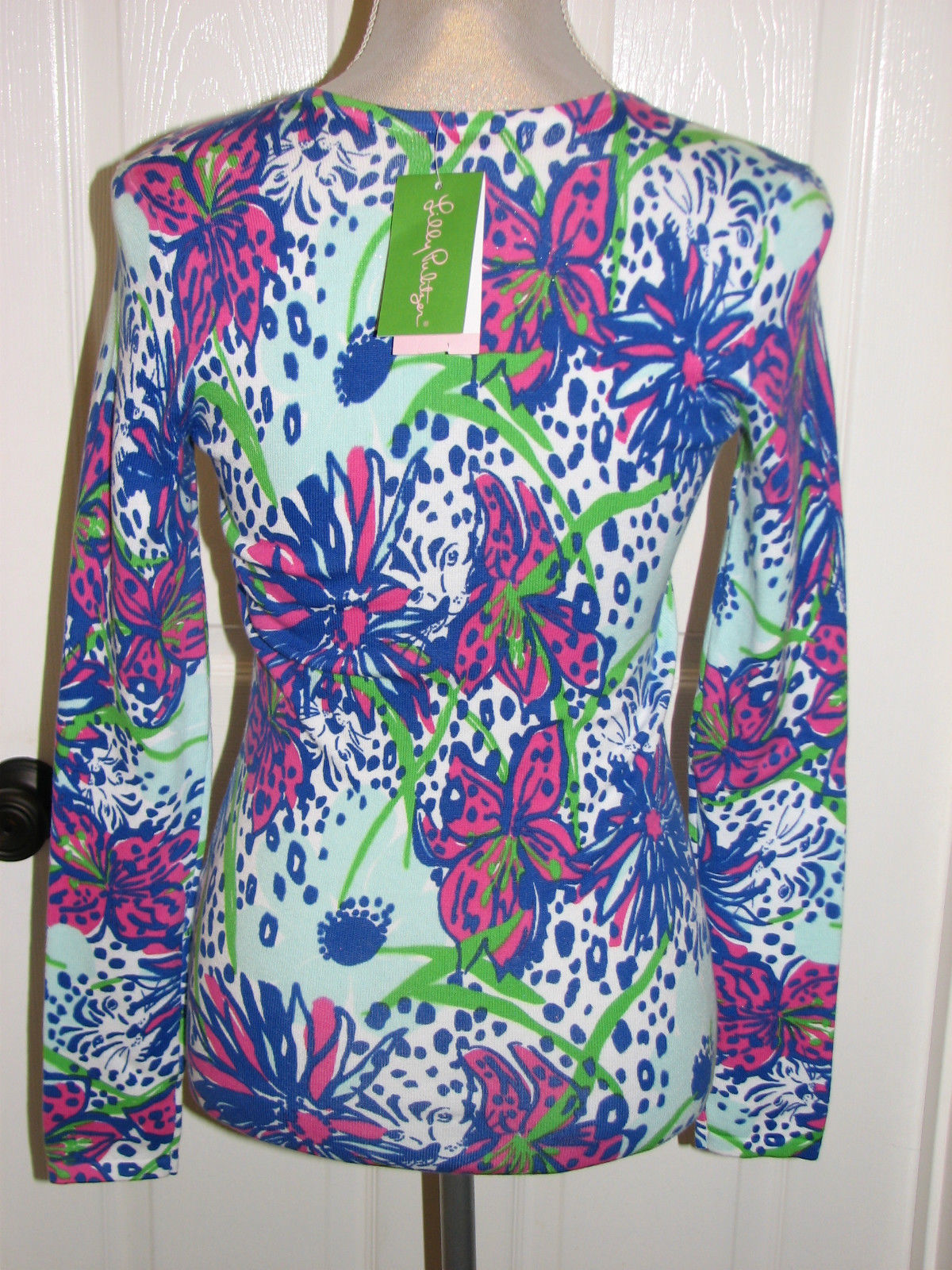 New Lilly Pulitzer ANNETTE Sweater Resort White In the GARDEN Exra ...