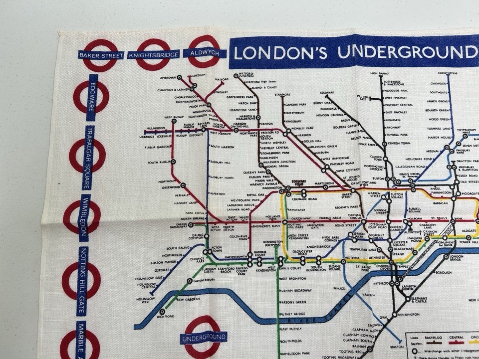 Vintage London Underground Map Irish Linen Tea Towel 20x30 Brand New | eBay