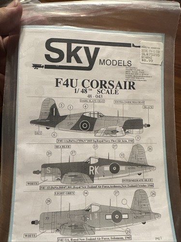 Sky Models 48043 1/48 Scale F4U Corsair Decals | eBay