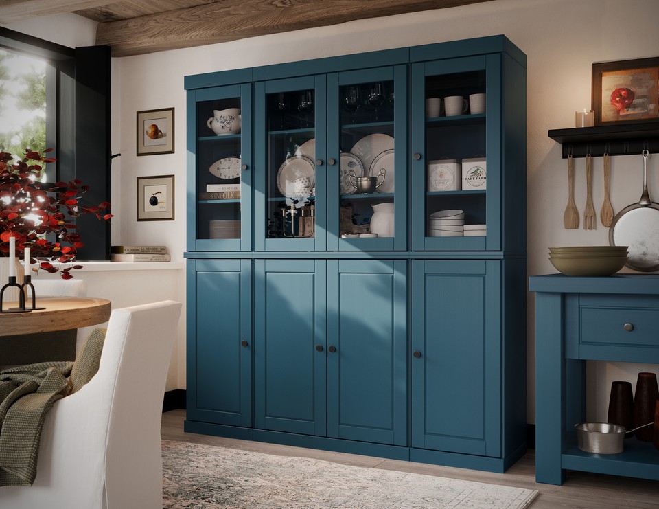 100% Solid Wood Modular China Pantry Buffet w glass/solid door by ...