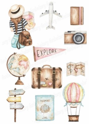 Woman Travel Girl Cake Topper Party Deco Edible Birthday Celebration ...