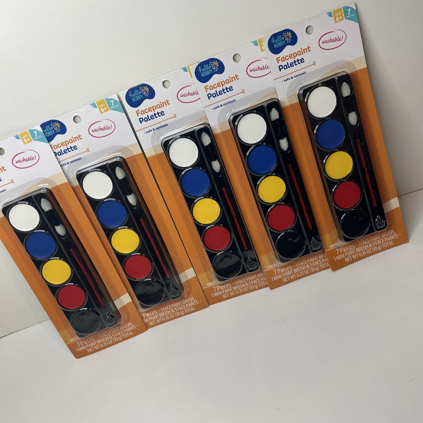 NEW Hello Hobby Face Paint Kids 5 Primary Colors Washable Brush ...