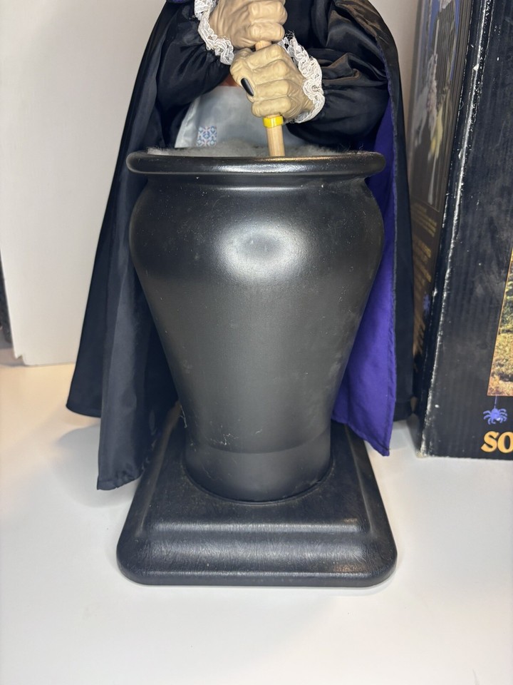 🧙Gemmy Vintage 28” Stirring Animated Talking Witch Halloween Sound ...