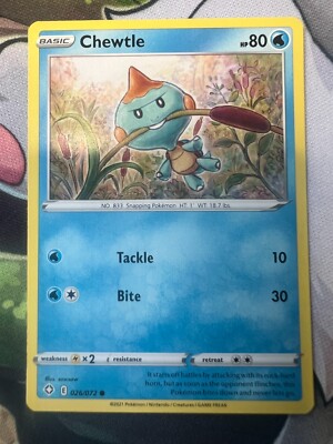 Chewtle Shining Fates 026/072 Pokemon TCG Card NM/M Regular Common | eBay