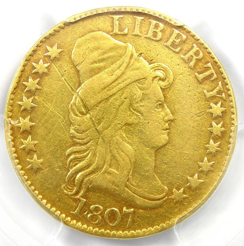 1807 Draped Bust Gold Half Eagle $5 Coin - Certified PCGS VF Details ...