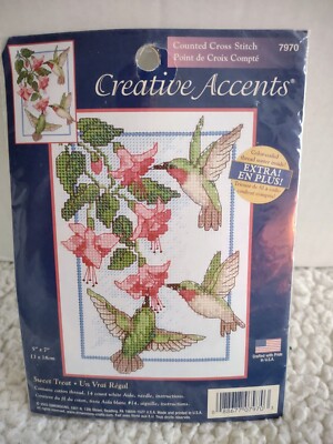 VTG 2002 DIMENSIONS "Sweet Treat" Hummingbird/Floral Counted Cross ...