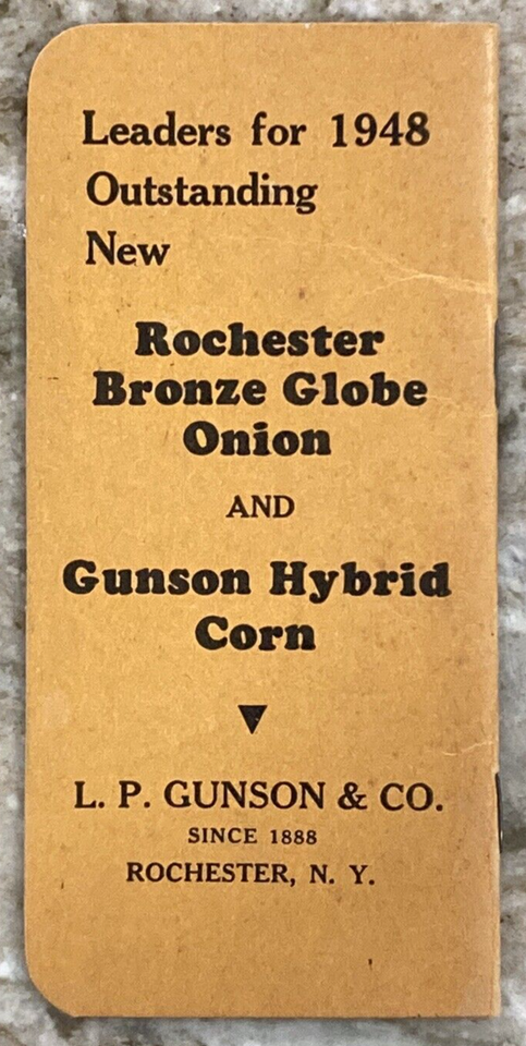 L.P. GUNSON & CO. Rochester NY Farming Seed Memo Booklet 1947 Memo Book ...
