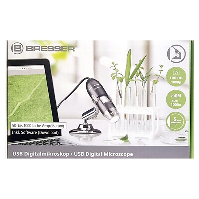BRESSER USB DIGITAL MICROSCOPE + PC SOFTWARE FULL HD 1920x1080 ZOOM 50x ...