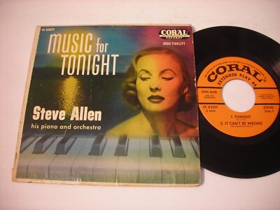 w PICTURE SLEEVE Steve Allen Music for Tonight 1955 45rpm Double Mono ...