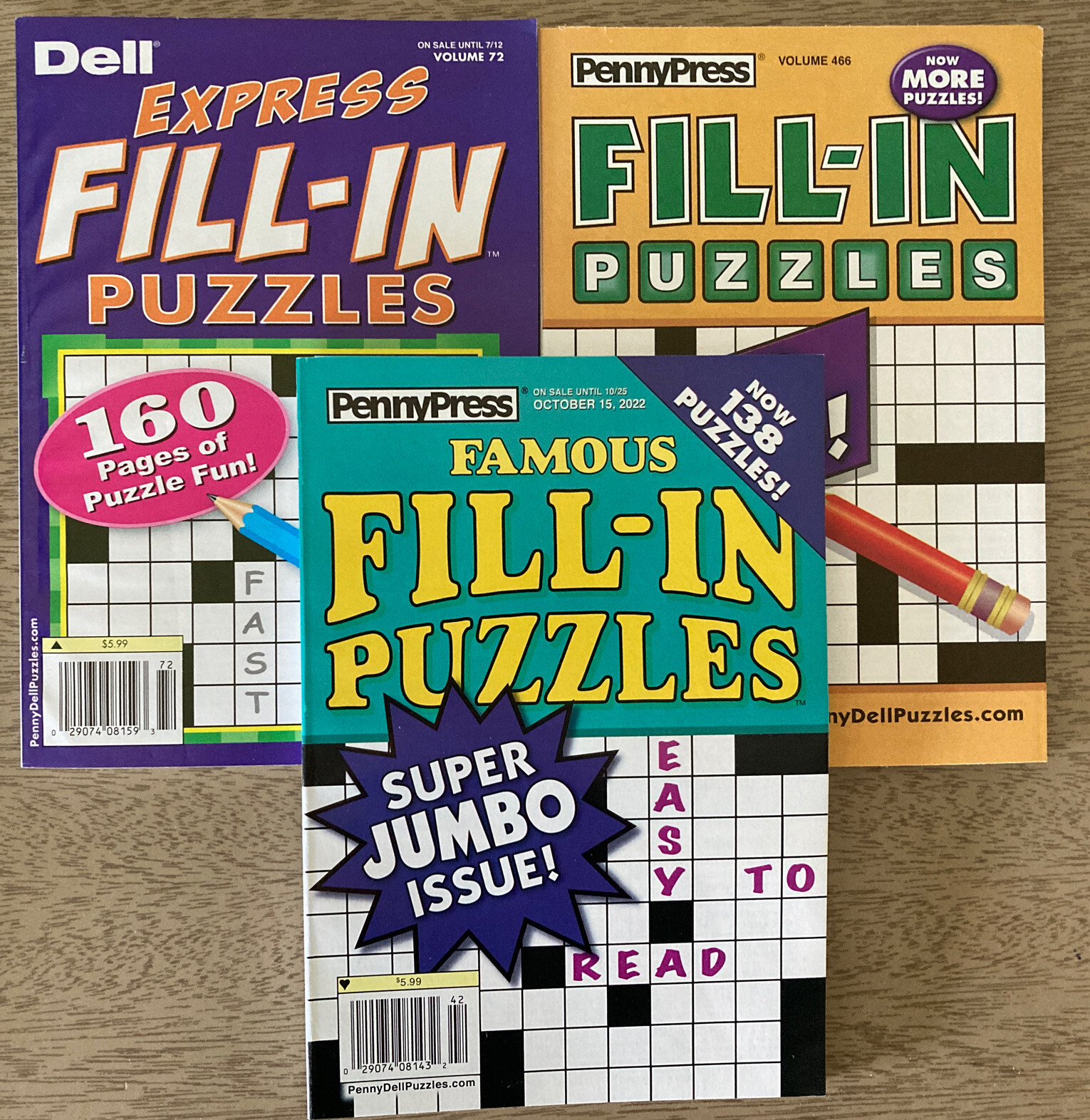 Lot of 3 Dell Penny Press Fill-In Puzzle Books Express Famous P51 | eBay
