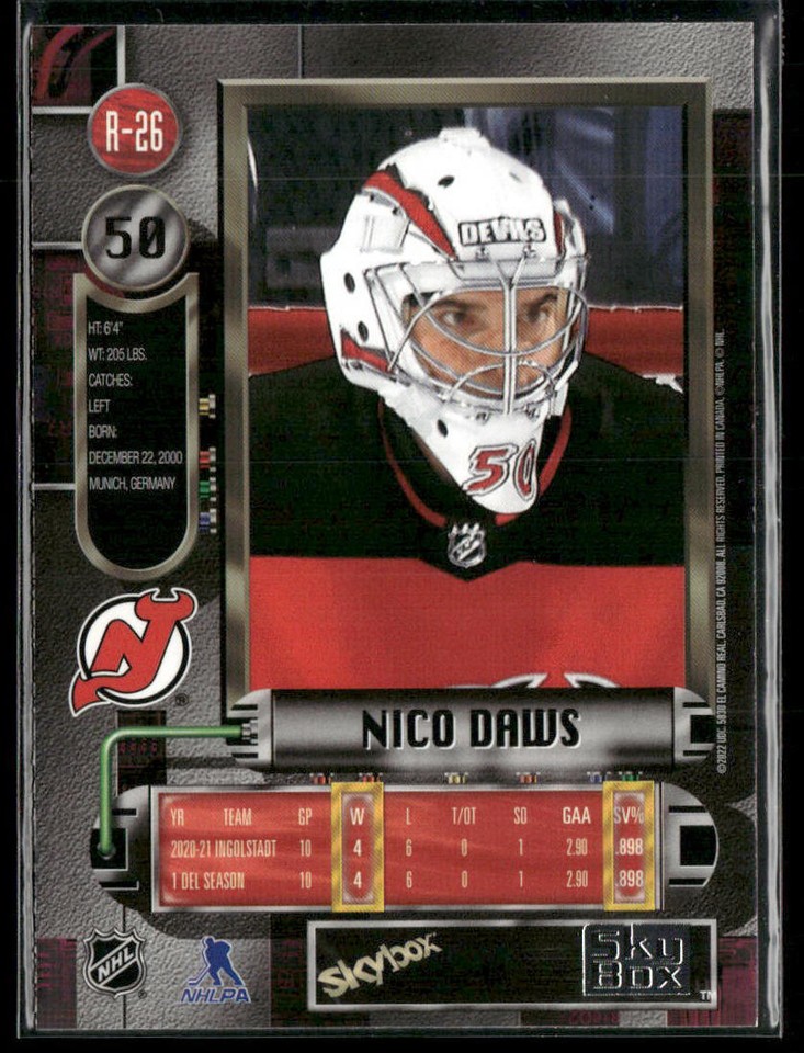 2021-22 SkyBox Metal Universe #R-26 Nico Daws N J Devils 1997-98 Retro ...