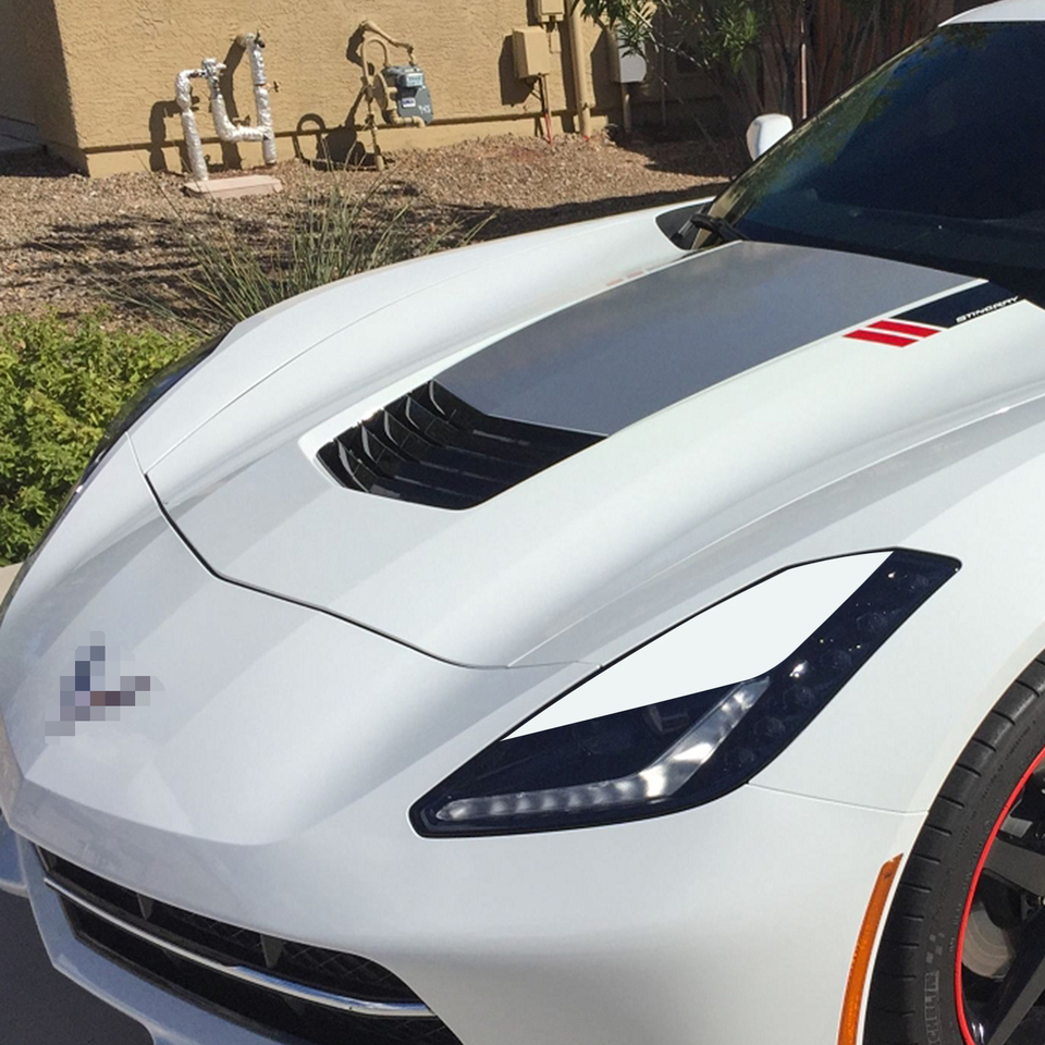 Headlight Eyelid Cover Trim Decal Overlays White for Chevy Corvette C7 ...