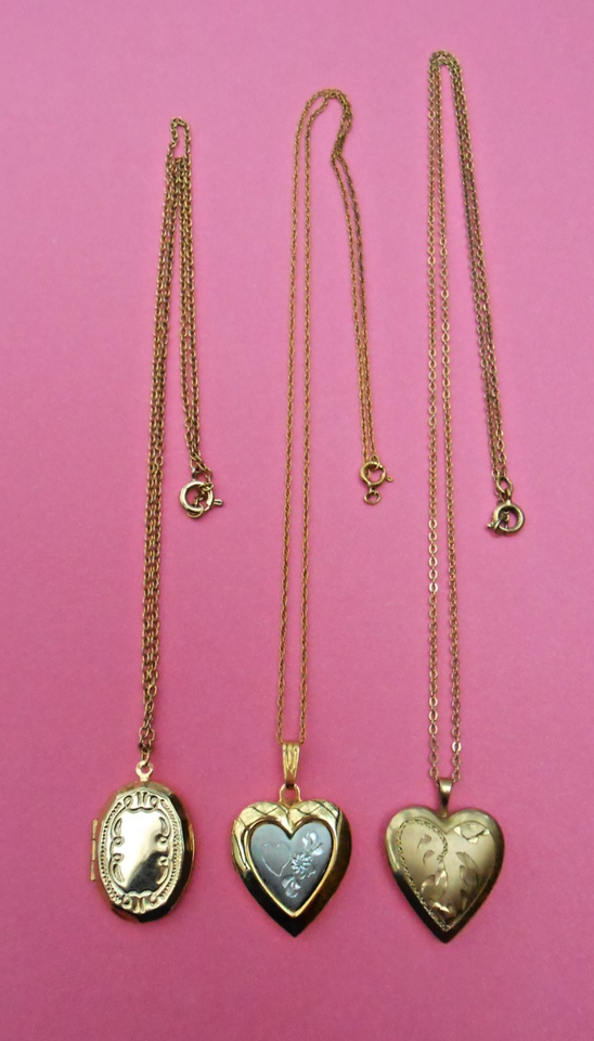 Lot of Vintage Etched and Repousse Locket Necklaces--Animal Rescue ...