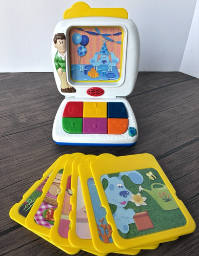 Vtg Blues Clues Steve Talking Computer + 7 Double Sided Disks 2000 Y2K ...