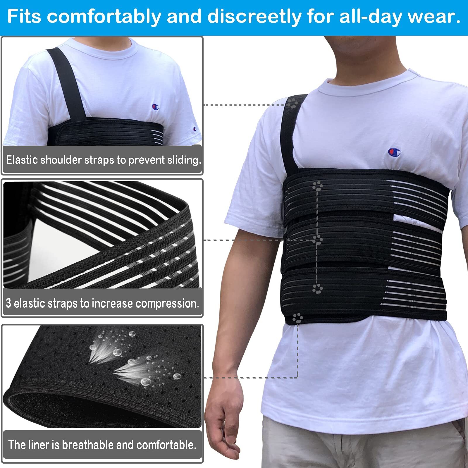 Rib Belt Chest Binder for Broken Injury Ribs Elastic Rib Brace ...