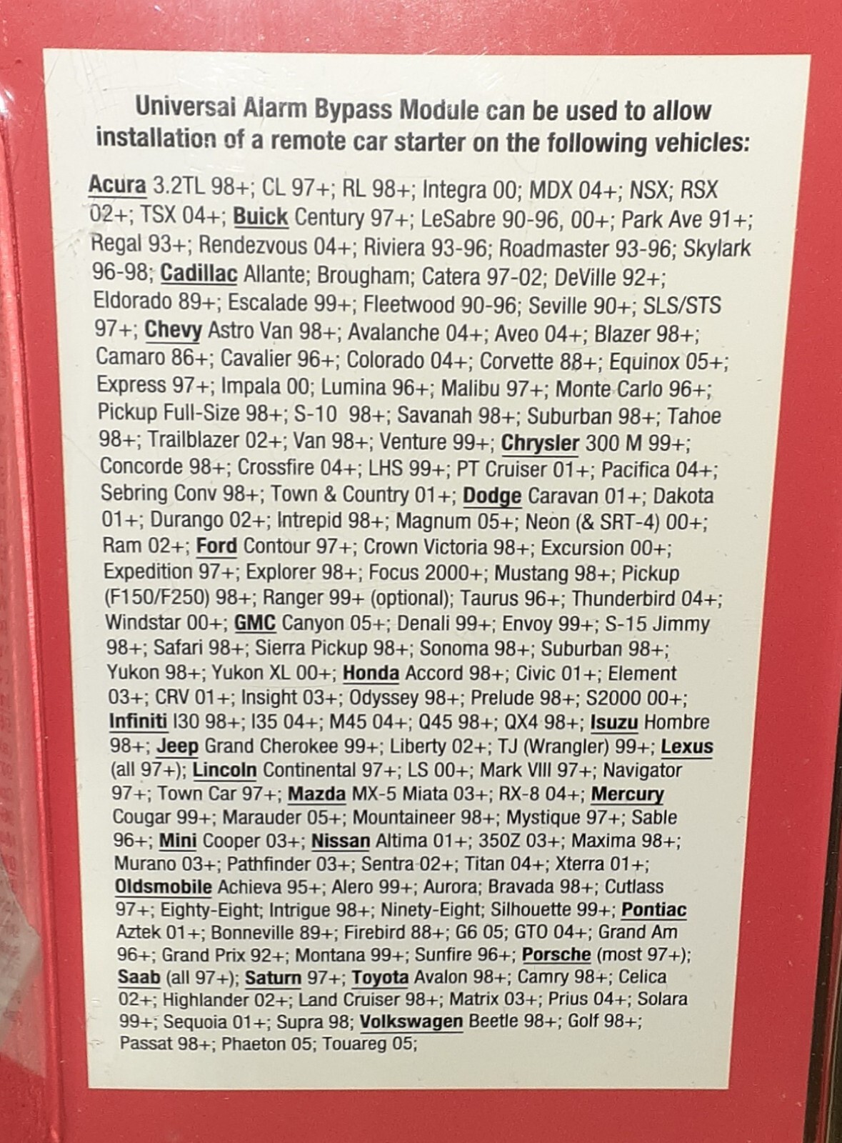 Universal Alarm Bypass Module Car Alarm Bypass Module Shown In Last ...