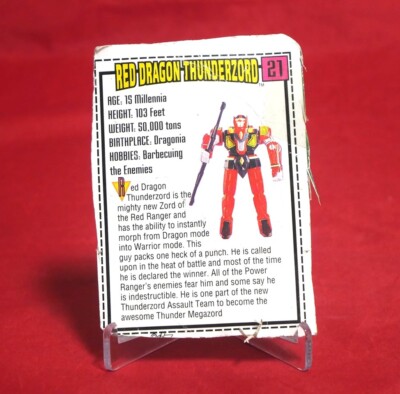 Mighty Morphin Power Rangers Accessory Red Dragon Thunderzord File Card ...