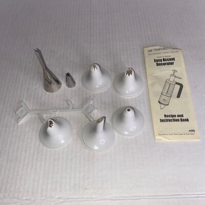 The Pampered Chef Easy Accent Decorator 1778 SET 5 plastic and 2 metal ...