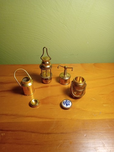 Brass Lantern, Butter Firkin, Cream ("Milk") Can, Dollhouse Miniature ...