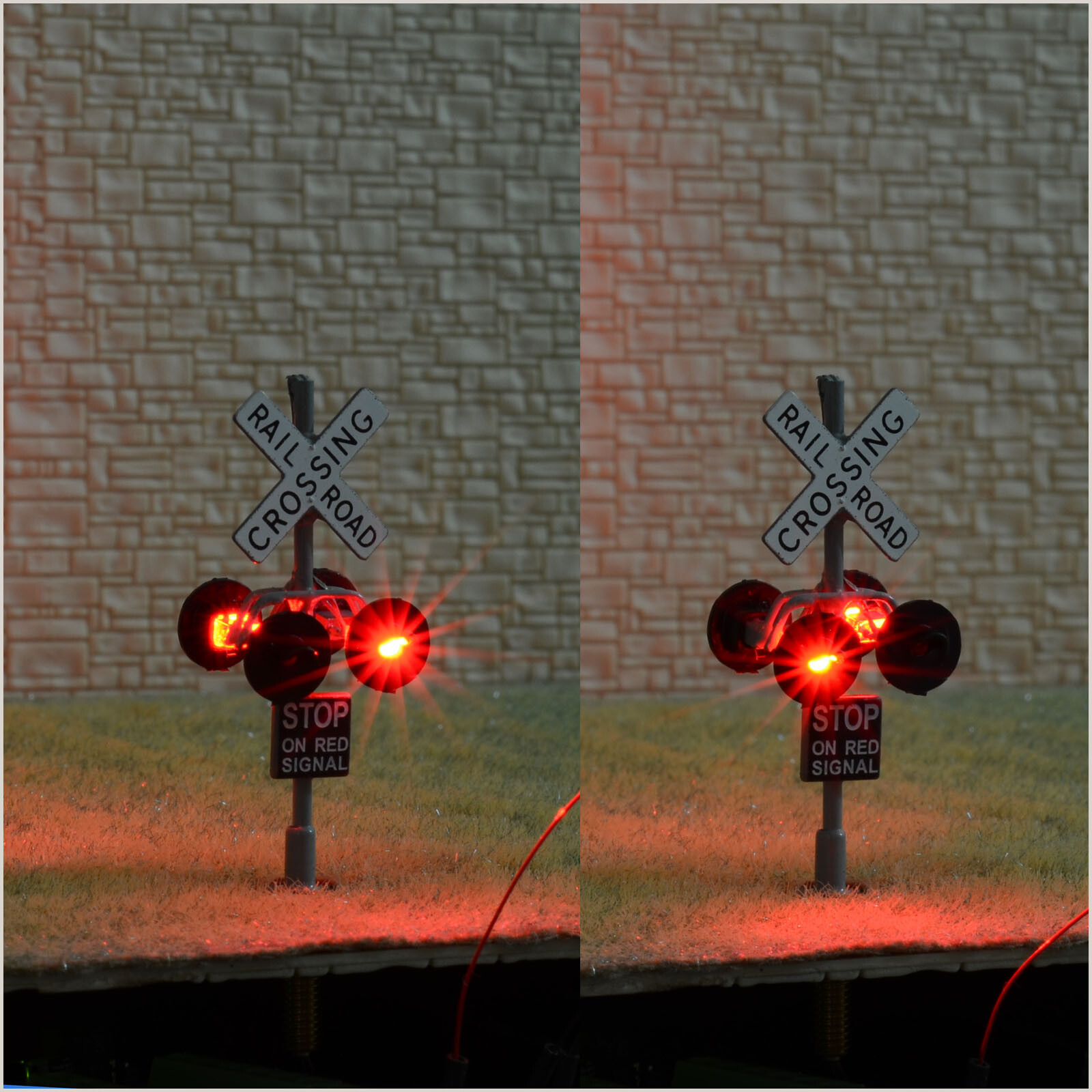 2 x HO scale railroad LEDs grade crossing signals + 1 circuit board ...