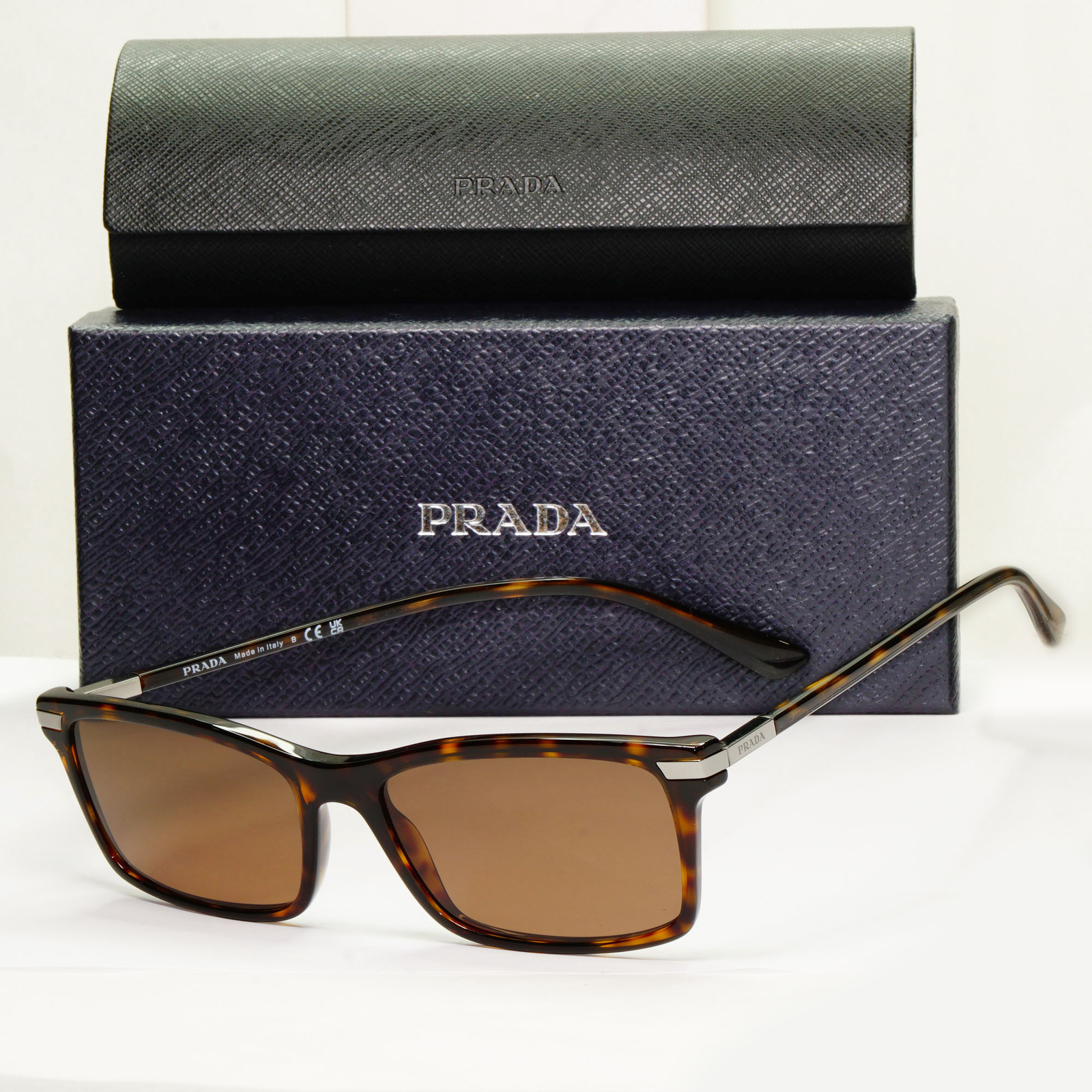 Prada Sunglasses Brown Square Tortoiseshell PR03YV VPR 03Y 2AU-1O1 56mm ...