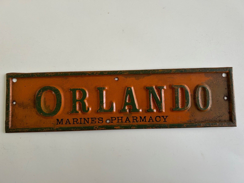1920s 1930s Marines Pharmacy Orlando Florida License Plate Topper All ...