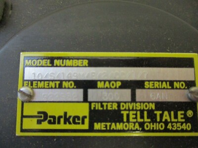 PARKER TELL TALE FILTER DIVISION, CAST IRON HOUSING, MODEL 10/S/149/E/2 ...