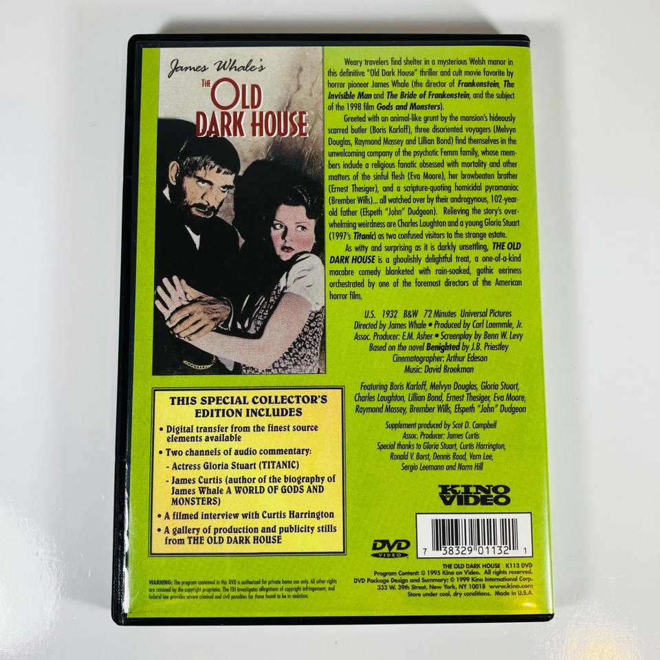 THE OLD DARK HOUSE (DVD, 1999) Boris Karloff Kino Classic Horror Rare ...