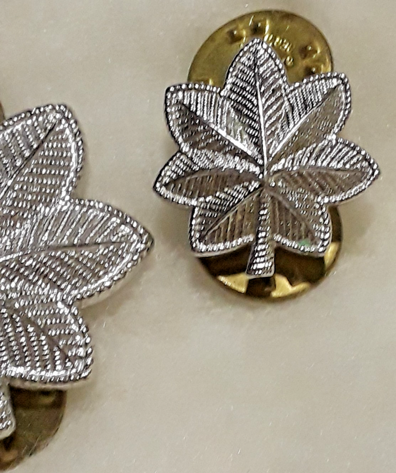 Comdr Lt Colonel Oak Leaf Military Pins 1/20 Silver Fill KREW Silver ...