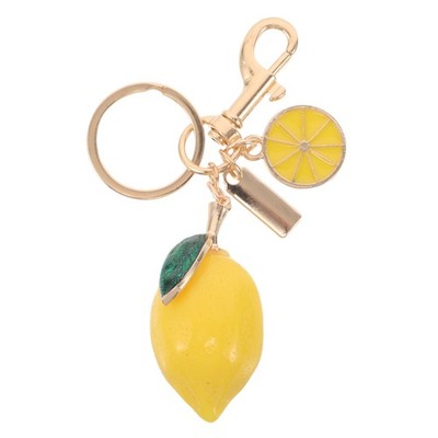 Cute Lemon Keychain Metal Fruit Keyring Car Key Chain Fruit Keyring ...