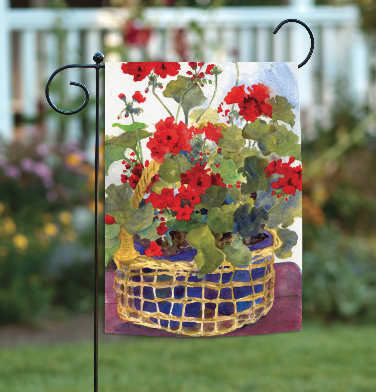 Toland Geranium Basket 12x18 Red Flower Spring Summer Garden Flag | eBay