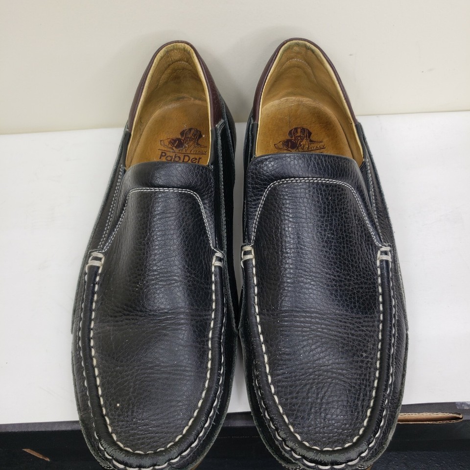 Pabder Black Brown Calf Leather Loafer Men's 7.5 Made in Italy Handmade ...