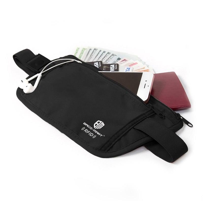 RFID Travel Waist Bum Bag Anti Theft Pouch Belt Passport Holder Safe ...
