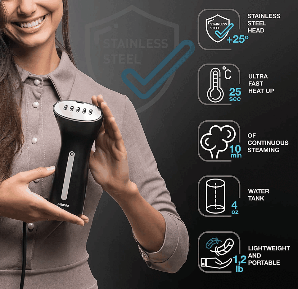 Steamer for Clothes Hand Held Portable Travel Garment Steamer Metal ...