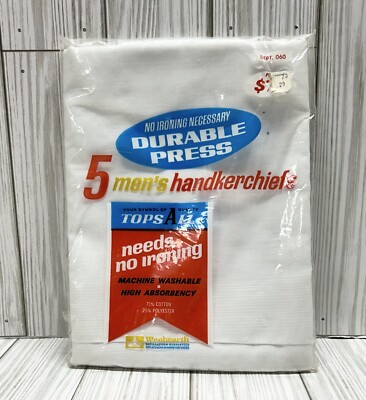 Vintage Woolworth Mens White Cotton Poly Handkerchiefs Package of 4 NOS ...