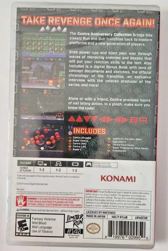 Contra Anniversary Collection: Limited Run Switch Brand New Game ...